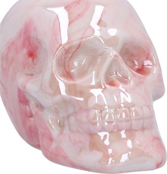 Nemesis Now Marbellum Figur (klein) 7 cm, Keramik, rosa Marmor-Totenkopf-Ornament, Gothic-Fantasie-Merchandise, gegossen aus feinstem Harz, handbemalt, gl&auml;nzende 