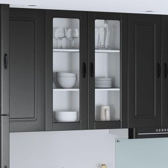 vidaXL vidaXL Meuble mural de cuisine avec porte Lucca Noir 80 x 31 x 100 cm