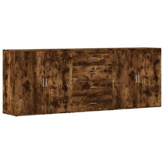 vidaXL Vidaxl - Buffets 3 pcs Ch&ecirc;ne fum&eacute; Bois ding&eacute;nierie