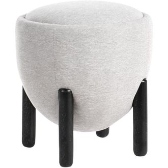 Beliani Beliani - Pouf en Lin Synth&eacute;tique Rembourr&eacute; Pieds en Bois dH&eacute;v&eacute;a Tabouret Meuble de Salon Chambre Gris Archie