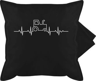 Shirtracer Kissenbezug - Traktoren - Kissen - Herzschlag Traktor - 50 x 50 cm - Schwarz - geschenke für traktorfans trecker kissenhüllen landwirt tracktoren mit 