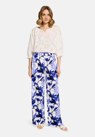 Betty Barclay Schlupfhose BETTY BARCLAY Damen mit Eingrifftaschen, Damen, Gr. 36, Normalgr&ouml;&szlig;en, blau (wei&szlig;, blau), Jersey, Obermaterial: 95% Polyester, 5% Elasthan,