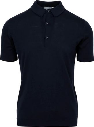 John Smedley Homme, Tops, Bleu, Taille: 2XL Polo en coton Sea Island