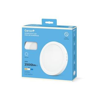 Garza LED-Deckenleuchte, rund, 29,5 cm, 24 W, 4000 K, neutrales Licht, 2500 lm, 30.000 h, IP20, Wei&szlig;, Energieeinsparung 80%