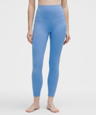 lululemon Align Hose mit hohem Bund und Taschen f&uuml;r Frauen - 64 cm - Gr&ouml;&szlig;e 10 in Pool Party
