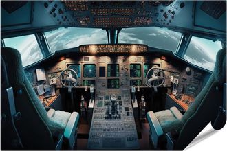 Islandburner XXL Bild Poster Cockpit Flugzeug Space Shuttle Innenansicht Flugdeck Flugzeug KI Pilo Premium Bilder Fotodruck JAXH-PGR