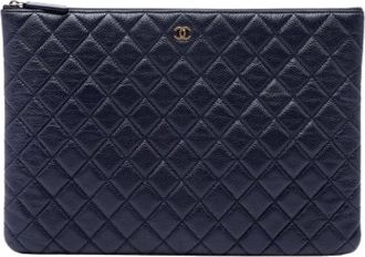 Chanel Sac &agrave; main matelass&eacute; en cuir caviar doccasion - Femme - Pre-owned - Bleu - Taille: ONE Size