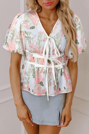 Azura Exchange Bluse mit floralem Print und Taillenzug