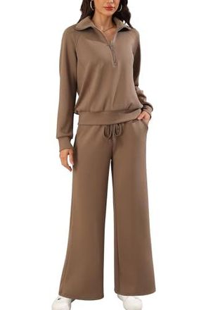 SHEKINI Survetement Femme Ensemble de Surv&ecirc;tement Deux Pi&egrave;ces &agrave; Manches Longues D&eacute;contract&eacute; Ensembles Sports Haut avec demi-fermeture &eacute;clair Pantalon de joggi