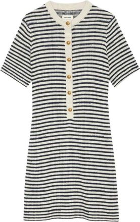 Zadig&Voltaire Robe courte en maille ray&eacute;e Tahoe Natural - Femme - Robes - Multicolore - Taille: 40 FR