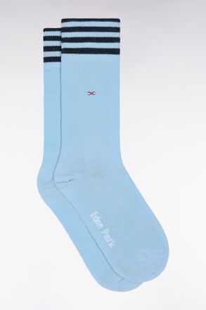 Eden Park Chaussettes En Coton Stretch M&eacute;lang&eacute; Bleu Fonc&eacute; &Agrave; Bordures Cercl&eacute;es
