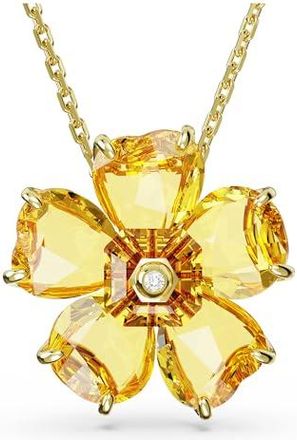Swarovski Collier Florere, motif fleur en cristaux jaunes, placage ton or