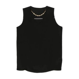 Fabiana Filippi V-neck Satin Top - - Tops - Damen - Schwarzk - XS