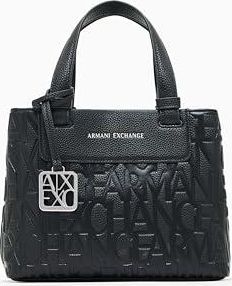 A|X Armani Exchange Liz Patent Small Tote Bag, Fourre-Tout Femme, Noir, Taille Unique