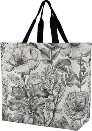 Generic Fleurs Dessin&eacute;es &Agrave; La Main Sac Fourre Tout L&eacute;ger Sacs D&eacute;contract&eacute; Sac Fourre-Tout Pour Quotidienne Gym Universit&eacute;