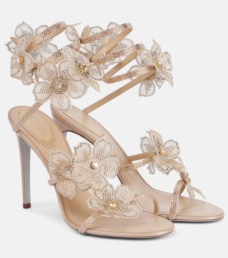 Rene Caovilla Sandales Cleo 105 en satin &agrave; fleurs