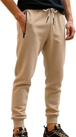 Generic Pantalon de surv&ecirc;tement &agrave; revers pour homme avec cordon de serrage pour salle de sport et salon - Coupe confortable - Port quotidien avec poches zipp&eacute;