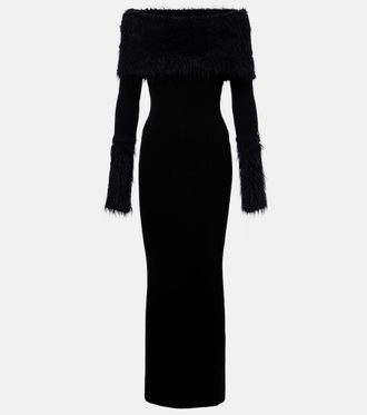 Jean Paul Gaultier Maxikleid aus Rippstrick mit Faux Fur