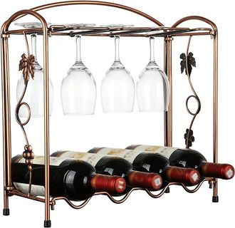 Generic Weinregal aus Metall, Weinflaschenhalter, Faltbar, Im Retro-Stil, Robust und Langlebig, für Bar/Café/Küche/Restaurant