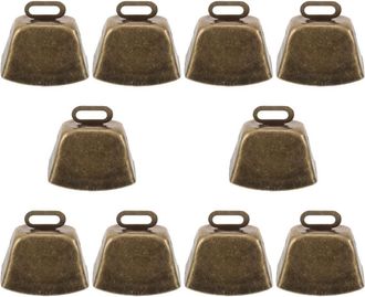 NUOBESTY 10 St&uuml;ck Vintage Metall Kuhglocken mit Abgerundeten Kanten Laute Kleiner Kuhglocken f&uuml;r Selbstgemacht Bastelarbeiten Windspiele Hirtenglocke f&uuml;r Pferd