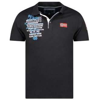 Geographical Norway Kancre Men - Polo Homme Classique - Polos Coton Manches Courtes Decontracte Col Bouton - Casual Shirt Tops Regular Classic - Printemps &Eacute;t&eacute; (NOIR 3XL)