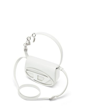 Diesel Structured Leather with Removable Charms Shoulder Bag - White