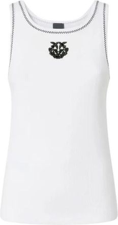 Pinko Pinko, Femme, Tops, Blanc, Taille: 38 FR D&eacute;bardeur c&ocirc;tel&eacute; avec broderie Love Birds