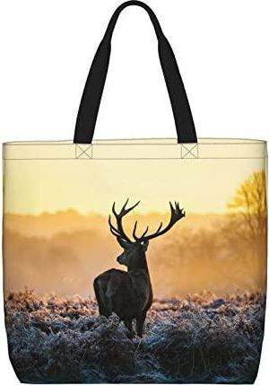 Generic Sac De Courses Deer Wilderness Sac &Agrave; Bandouli&egrave;re En Toile Pliable De Grande Capacit&eacute; Sacs En Toile, Pour Femmes, Tous Les Jours, Filles, Voyage