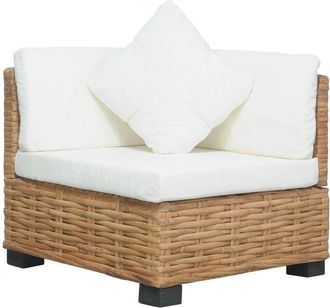 vidaXL Ecksofa mit Kissen Nat&uuml;rliches Rattan Vidaxl