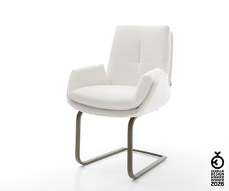 DELIFE Freischwinger Clea-Flex Boucl&eacute; Creme-Wei&szlig; Freischwinger flach Effektfinish Titan, Esszimmerst&uuml;hle