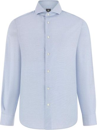Boggi Milano Homme, Chemises, Bleu, Taille: XL Dobby Napoli Collar Shirt Slim Fit