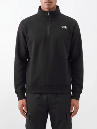 The North Face Sweatshirt en m&eacute;lange de coton avec col montant et demi-zip