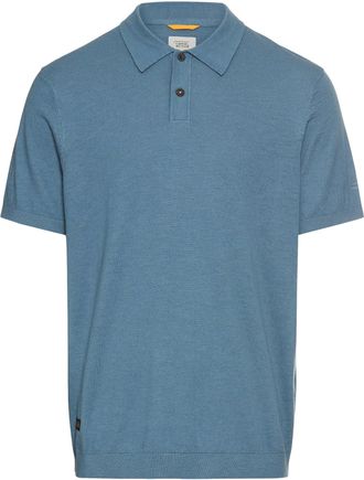 Camel Active Herren Leichtes Strick-Polo aus Reiner Baumwolle Steinblau, menswear-3XL