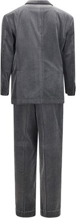 Brunello Cucinelli Ribbed Double-Breasted Cotton Suit - Gray