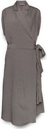 Elena Miro Femme, Robes, Gris, Taille: 44 FR Robe-chemise ray&eacute;e en m&eacute;lange de modal