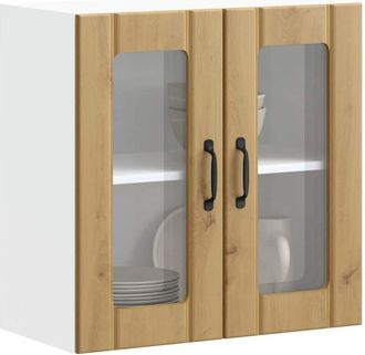 vidaXL Armoire murale de cuisine avec porte vitr&eacute;e Lucca Ch&ecirc;ne artisanal Bois ding&eacute;nierie Vidaxl