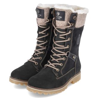 Remonte Damen D8474 Schn&uuml;rstiefel, Schwarz, 38 EU