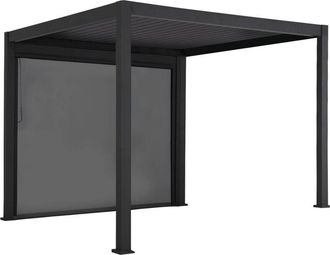 Sweeek Pergola avec store bioclimatique aluminium et textil&egrave;ne Triomphe anthracite 3x3 m lames orientables