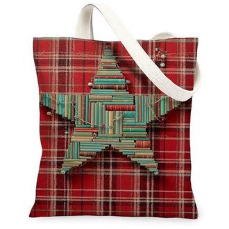 Generic Sacs fourre-tout réutilisables en toile avec motif détoile de Noël, rustique, léger, lavable, pour salle de sport, extérieur, voyage, plage, pique-niq