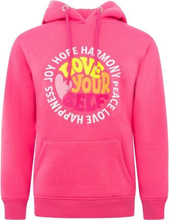 Zwillingsherz Hoodie Love Yourslef runde gro&szlig;e Frontstickerei, farbige Kordel, K&auml;ngurutasche