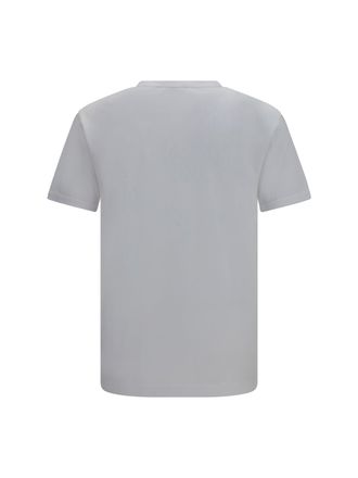 Dolce & Gabbana Mens Cotton T-Shirt With Logo Plaque Bianco Ottico T-Shirts And Polos