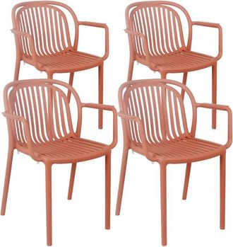 Oviala Oviala - Lot de 4 fauteuils empilables en plastique terracotta - Charge maximale 100 kg - Hauteur dassise 45 cm - Confort ergonomique ext&eacute;rieur