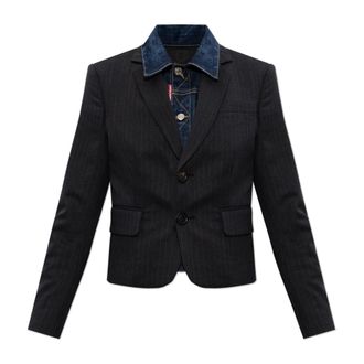 Dsquared2 Femme, Vestes, Noir, Taille: 34 FR Blazer Confectionn&eacute; dans un Assemblage de Tissus