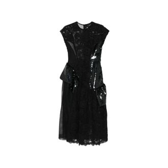 Simone Rocha Patchwork-Midikleid mit Pailletten - - Dresses - Damen - Schwarzk - 2XS