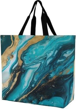 Generic Marbre Bleu Sarcelle Et Or Sac &Agrave; Bandouli&egrave;re D&eacute;contract&eacute; Sacs De Courses Grand Sac A Main Femme Pour Voyage Plage Quotidienne