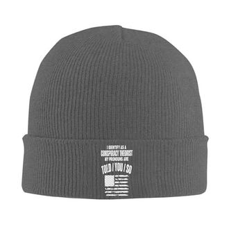 Generic Je MIdentifie comme Un Th&eacute;oricien du Complot. Les Pronoms Vous sont Dits Ainsi. Unisex Bonnets Tricot&eacute; Classique Bonnets Hiver &Eacute;pais Skull Cap pour Cy