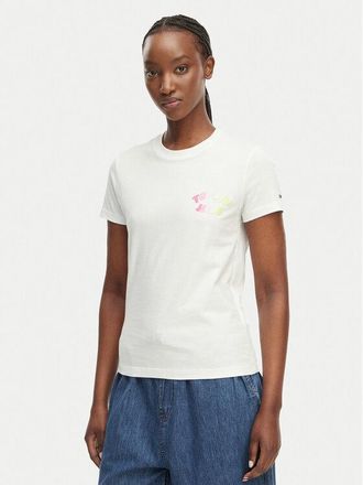 Tommy Jeans T-Shirt Bubble Logo DW0DW22310 Creme Regular Fit