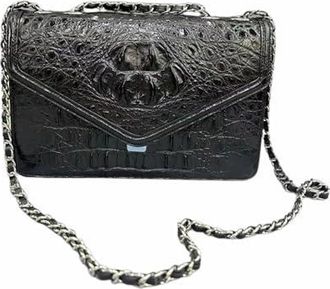 Generic Sac cabas pour femme en cuir dalligator authentique, bandouli&egrave;re cha&icirc;ne, style enveloppe, en cuir de crocodile v&eacute;ritable. Sac &agrave; main pour femme