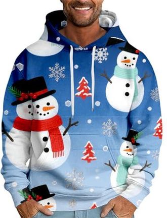Generic Sweat à capuche de Noël amusant pour homme, pull de Noël 2025 fantaisie moche imprimé graphique 3D sweatshirt pull décontracté fêtes de fin dannée pul