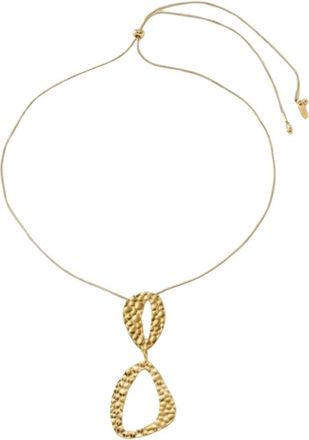 Dansk Copenhagen Ragna Waterproof 18K Gold Plated Original Simple Necklace - Adjustable Chain & Hammered Stainless Steel - - Accessories - Damen - Gelb - ONE SIZE